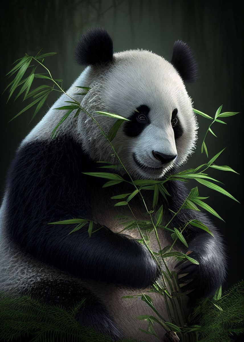 'Panda Bamboo' Poster, picture, metal print, paint by DecoyDesign ...