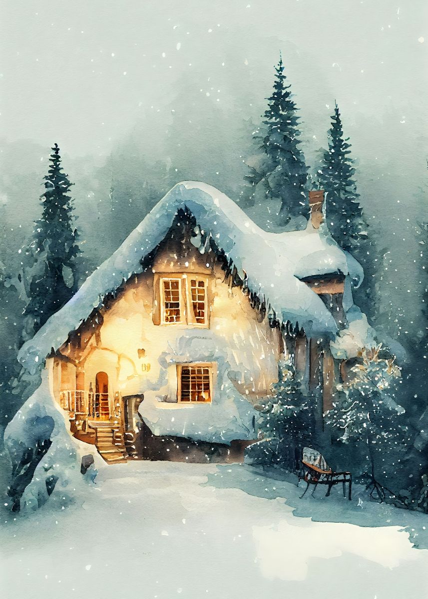 'Watercolor Winter' Poster, picture, metal print, paint by Fasn Designs ...