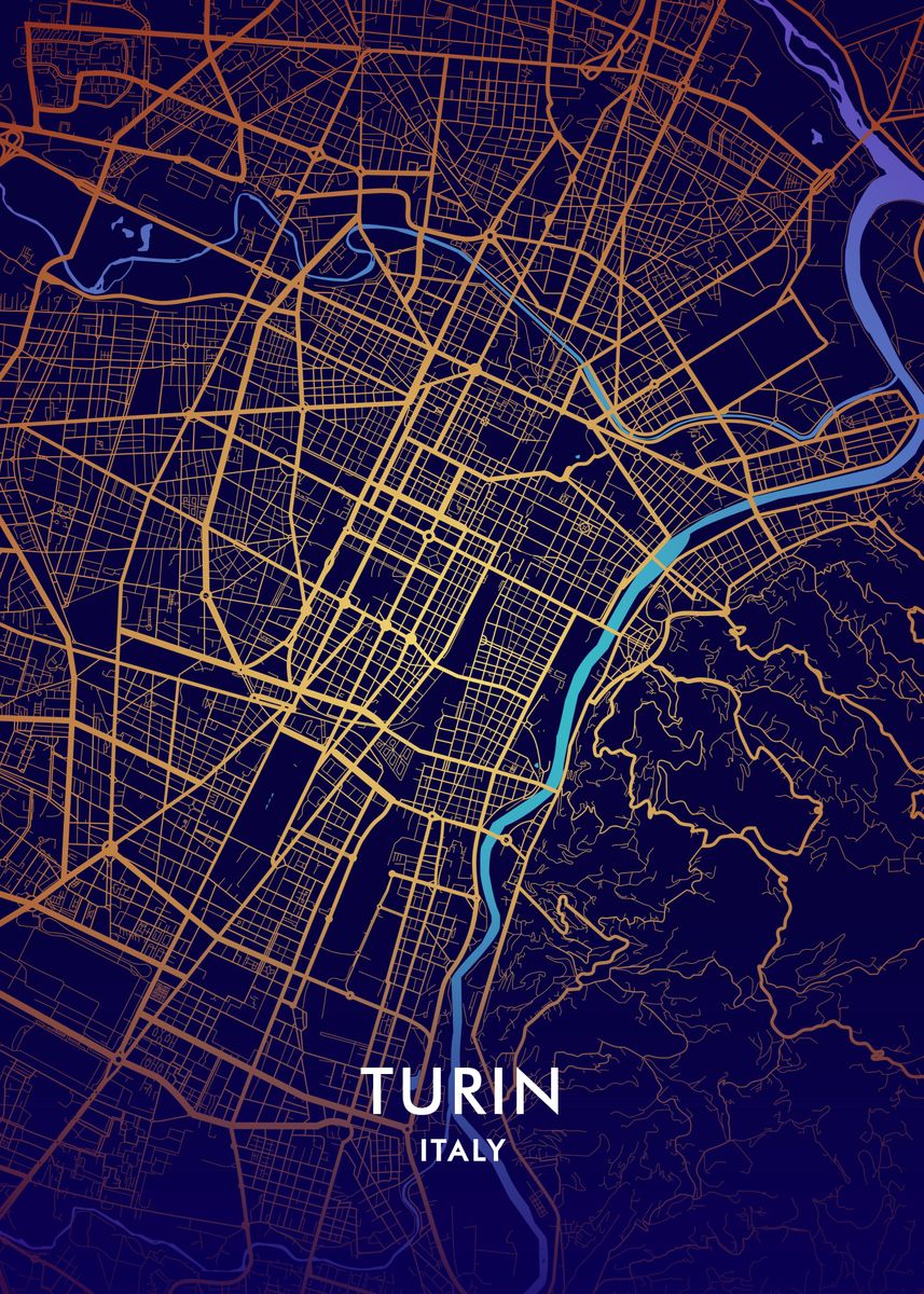 'Turin' Poster, picture, metal print, paint by Miracle Studio | Displate