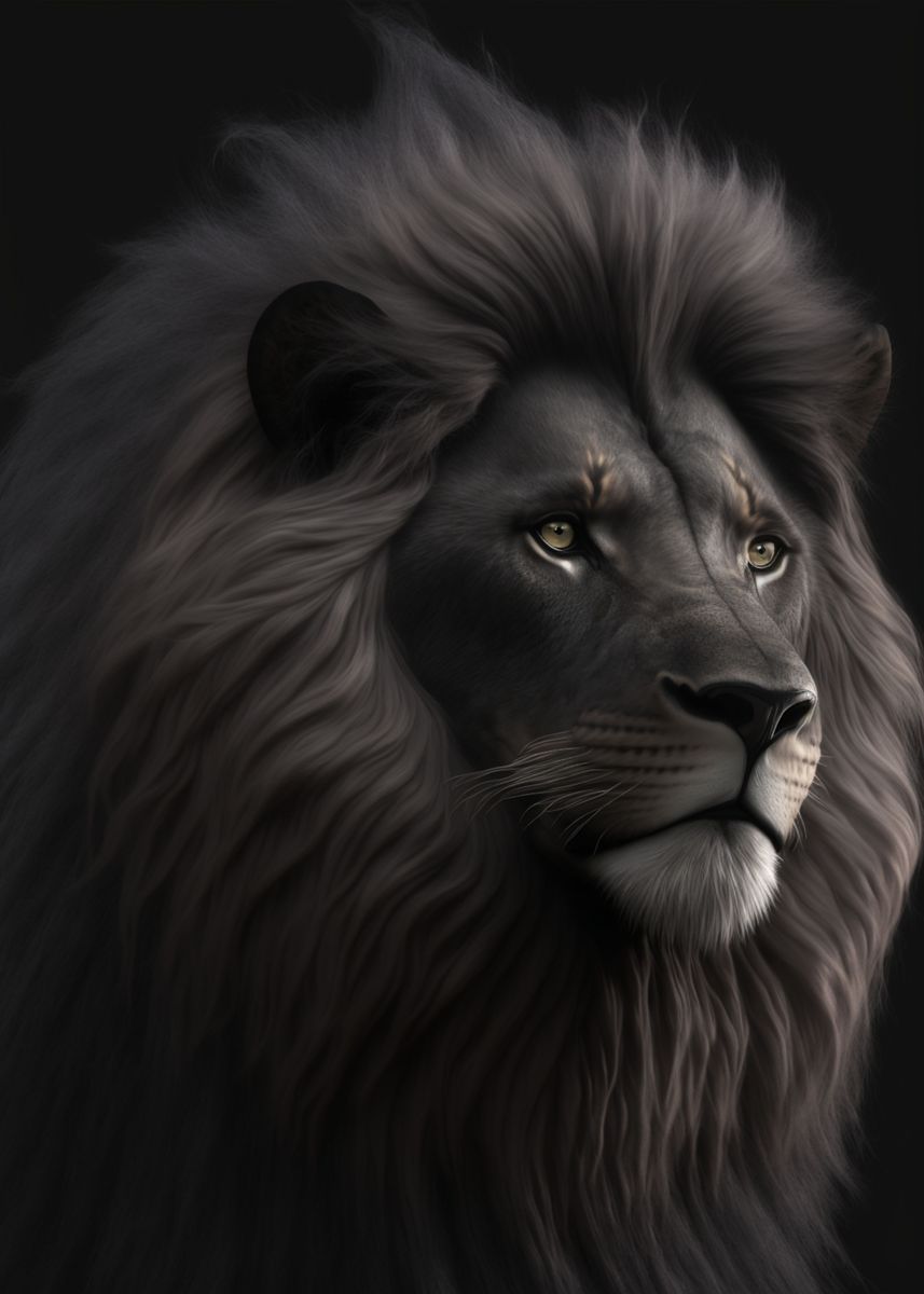 'Black Lion' Poster, picture, metal print, paint by ZeusArt | Displate
