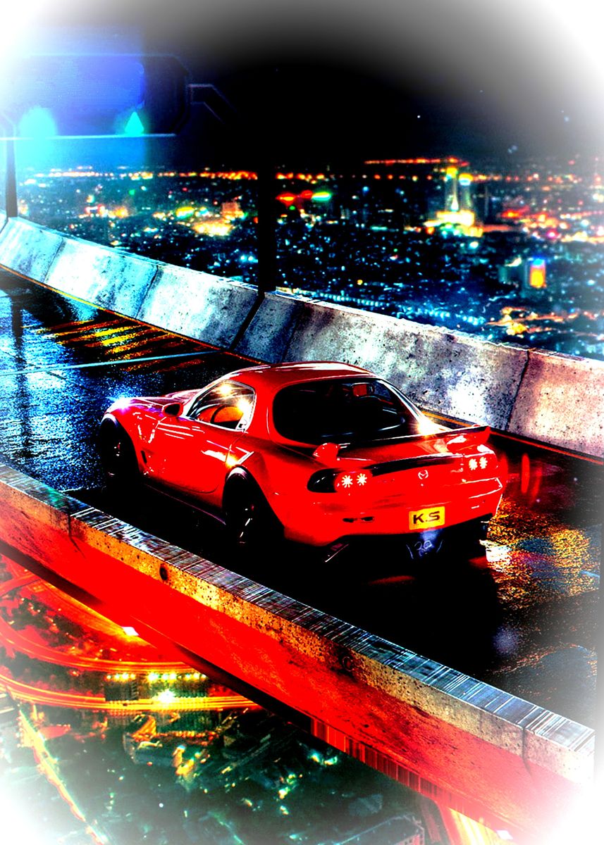 'Mazda RX7' Poster, picture, metal print, paint by Marcel Lee | Displate