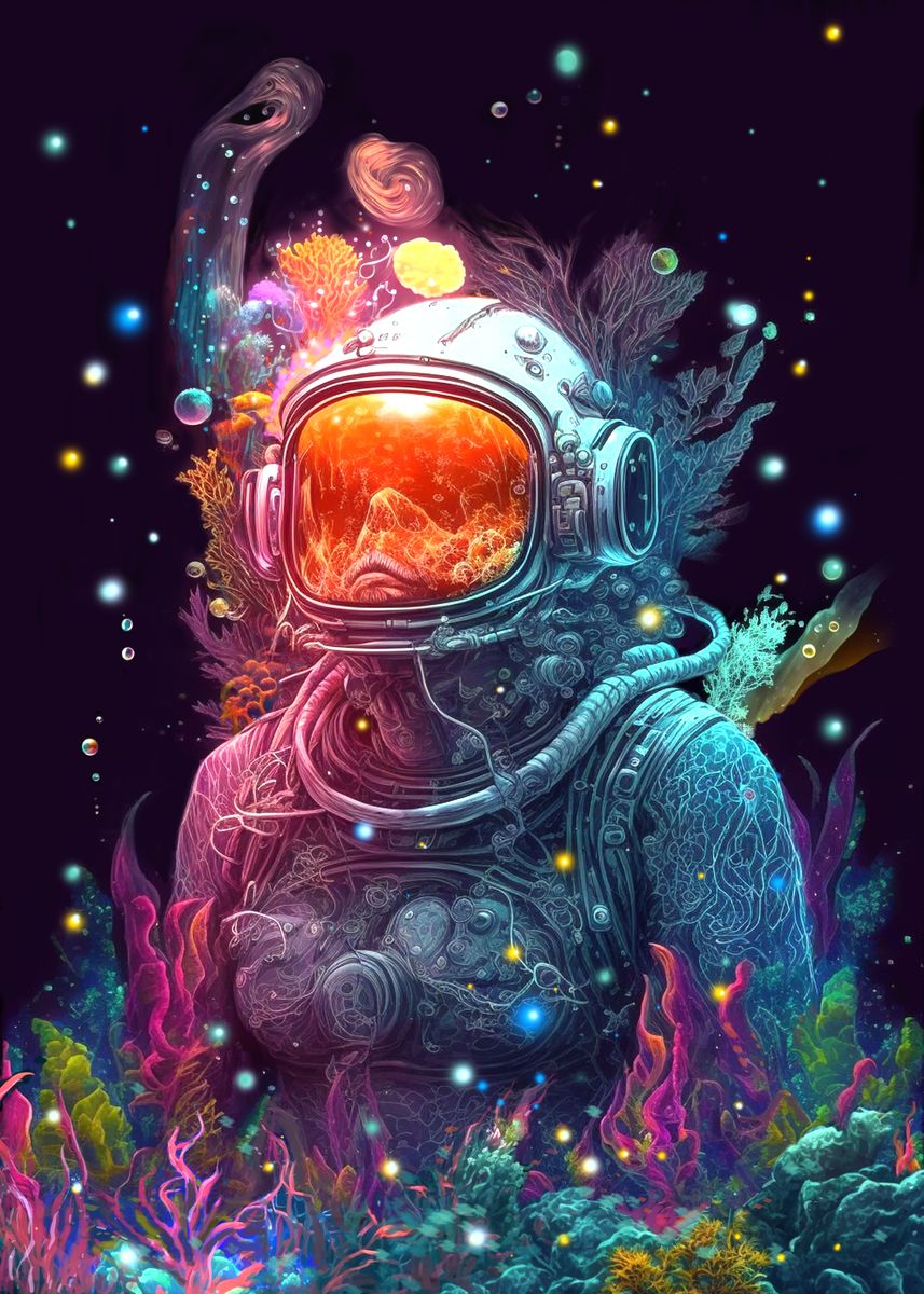 'Lost astronaut 14' Poster, picture, metal print, paint by Kharma Zero ...