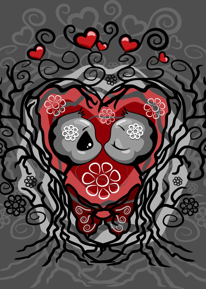 'Love Creepy Cute Kiss' Poster, picture, metal print, paint by ...