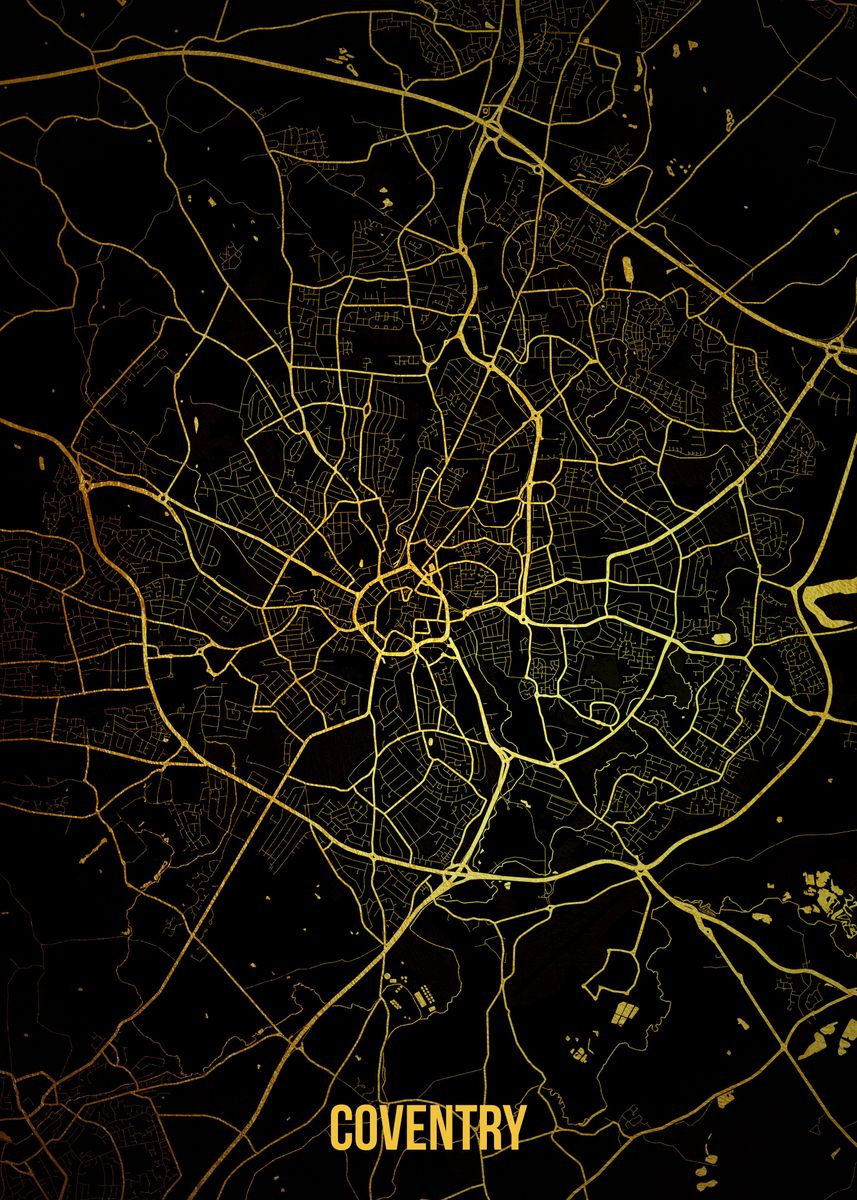 'Coventry gold map' Poster, picture, metal print, paint by Stefano ...