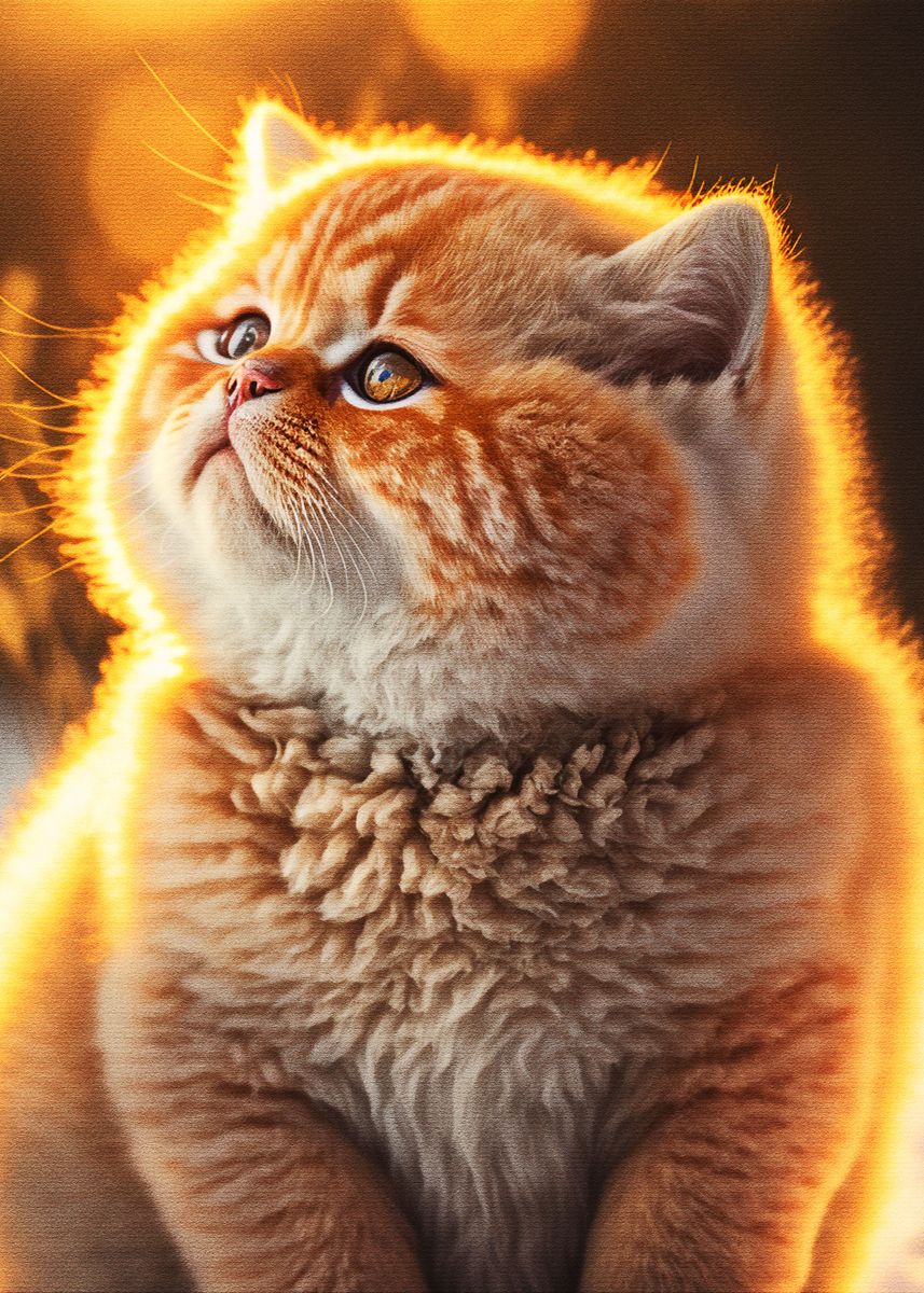 'Orange Cute Cat' Poster, picture, metal print, paint by Muh Asdar ...