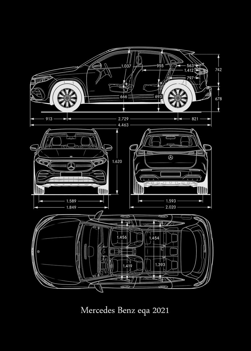 'Mercedes Benz eqa 2021' Poster, picture, metal print, paint by Retal ...