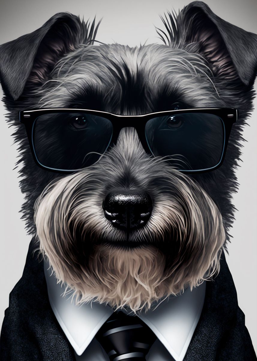 'Secret Agent Terrier Dog' Poster, picture, metal print, paint by Absuro Designs | Displate