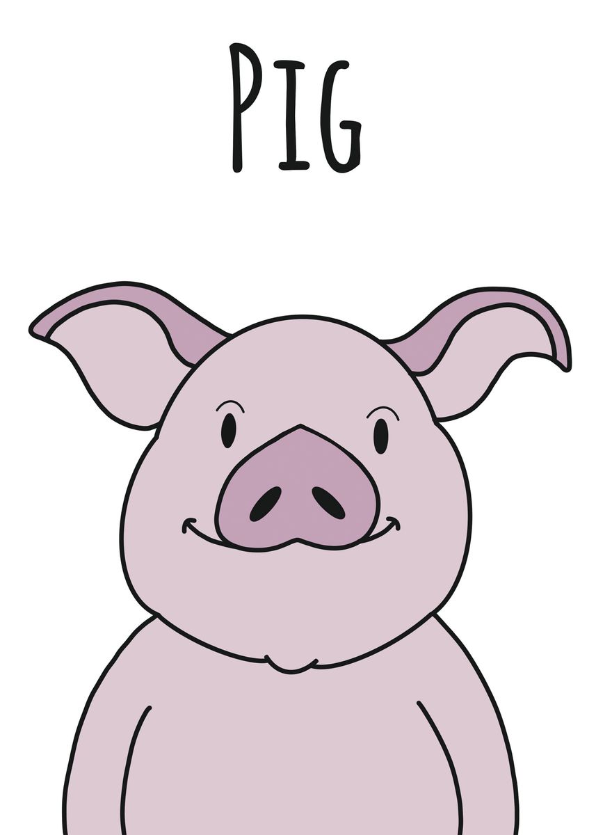 'Animation Pig Poster' Poster, picture, metal print, paint by Grimes ...