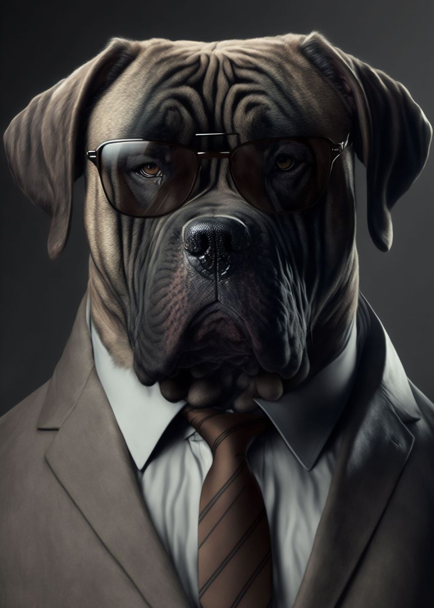 'Undercover Mastiff Dog' Poster, picture, metal print, paint by Absuro Designs | Displate