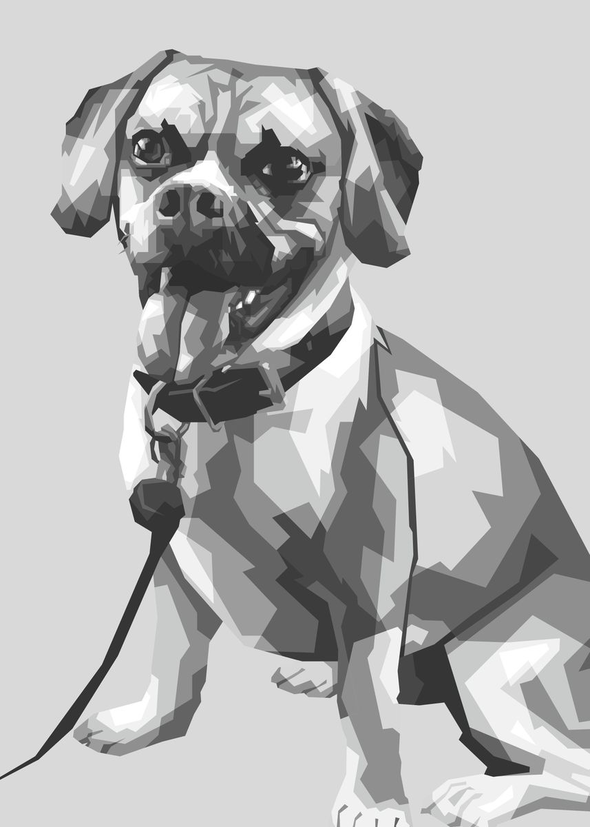 'Cute Big Dog Gray' Poster, picture, metal print, paint by Rizky Dwi ...