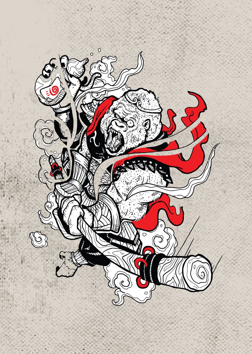 'Japanese Wukong' Poster, picture, metal print, paint by Green Homee ...