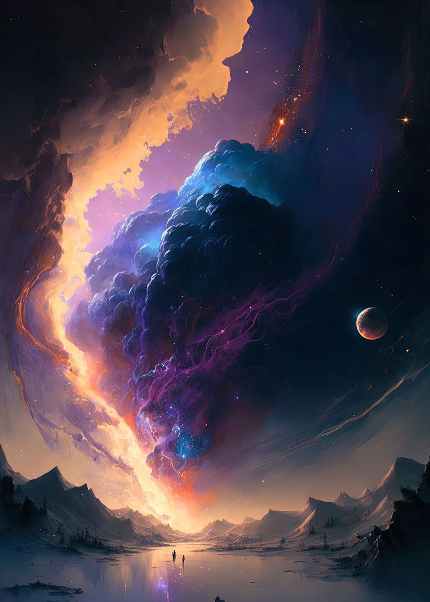 'Cosmos above the Land' Poster, picture, metal print, paint by Ben ...