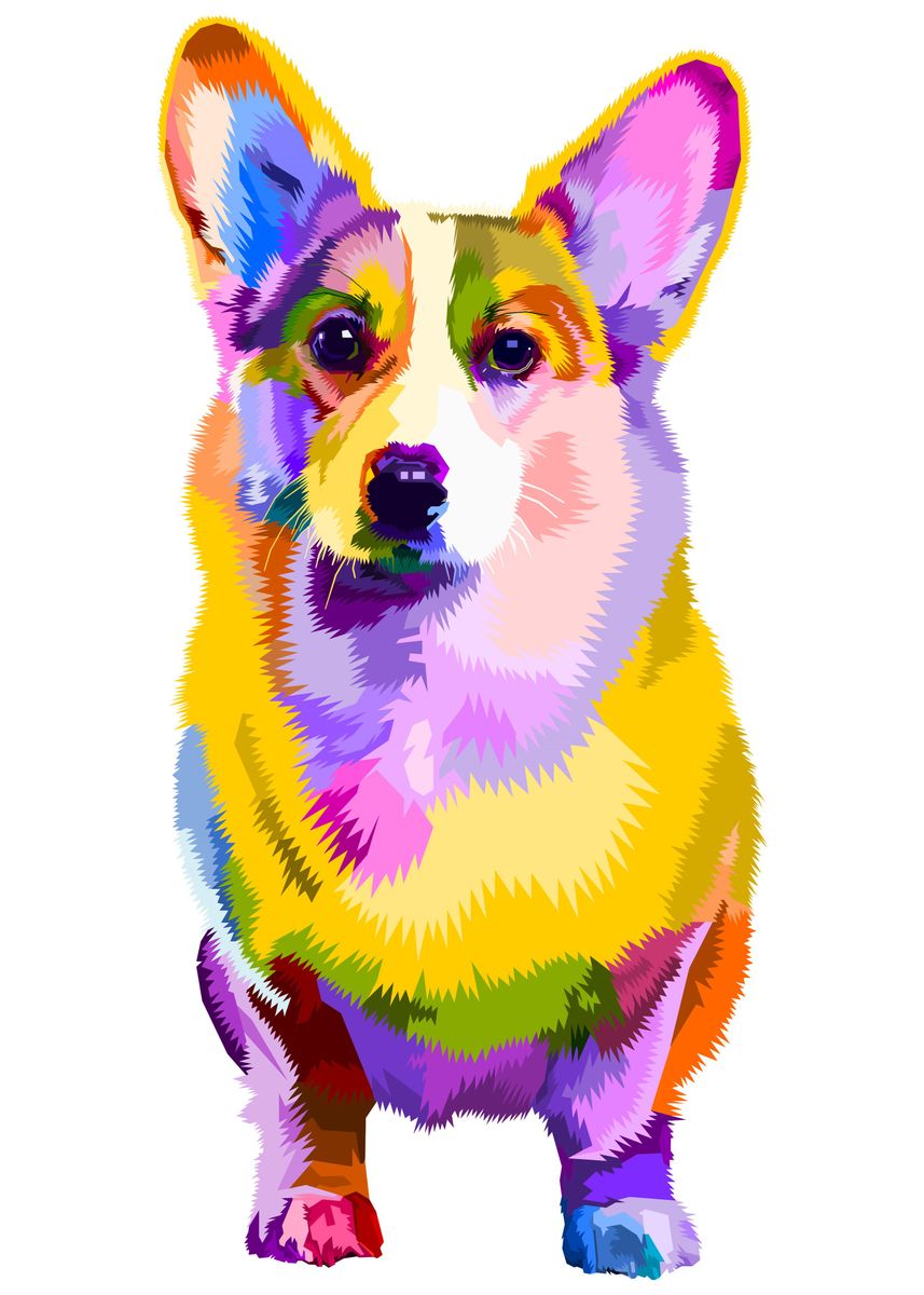 'Colorful corgi dog' Poster, picture, metal print, paint by Le Duc Hiep ...
