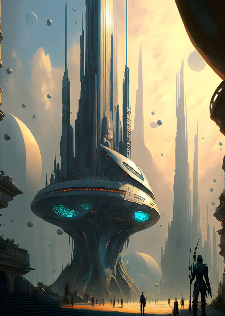 'Science Fiction Tower' Poster, picture, metal print, paint by David ...