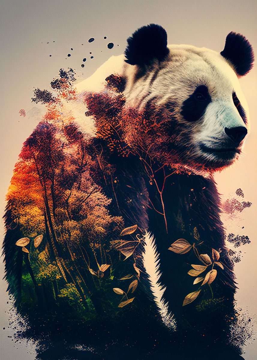 'Panda Animal Forest' Poster, picture, metal print, paint by ...