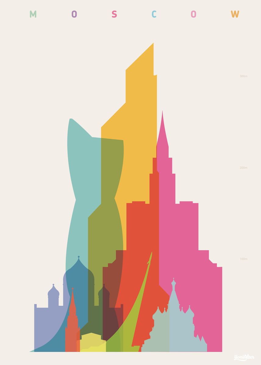 'Shapes of Moscow' Poster, picture, metal print, paint by Yoni Alter ...