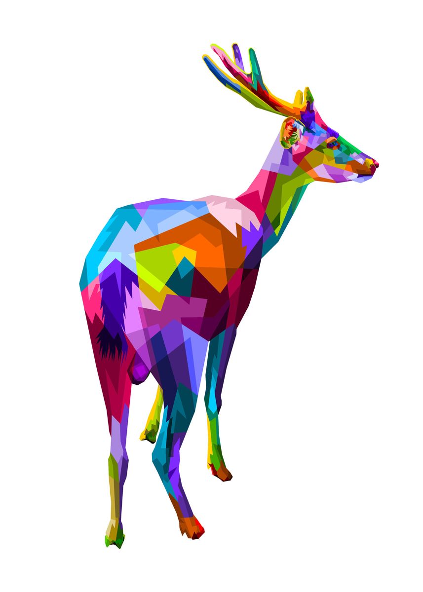 'Colorful deer' Poster, picture, metal print, paint by Le Duc Hiep ...