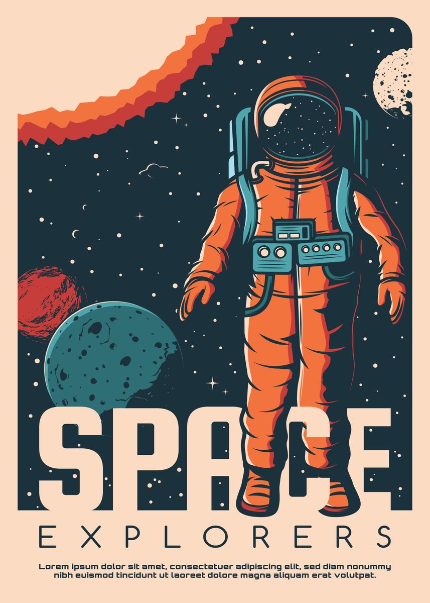 'Space Explorers' Poster, picture, metal print, paint by 3am | Displate
