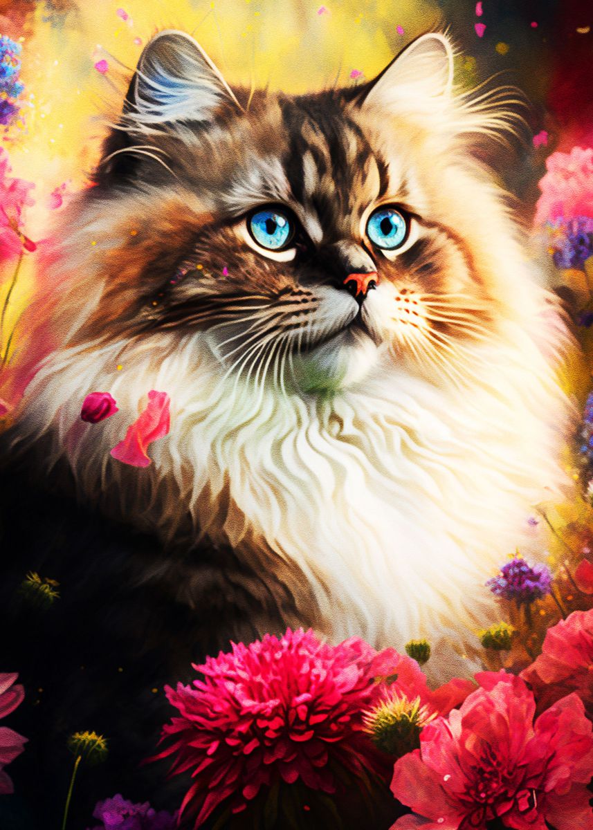 'Garden Cat' Poster, picture, metal print, paint by Muh Asdar | Displate