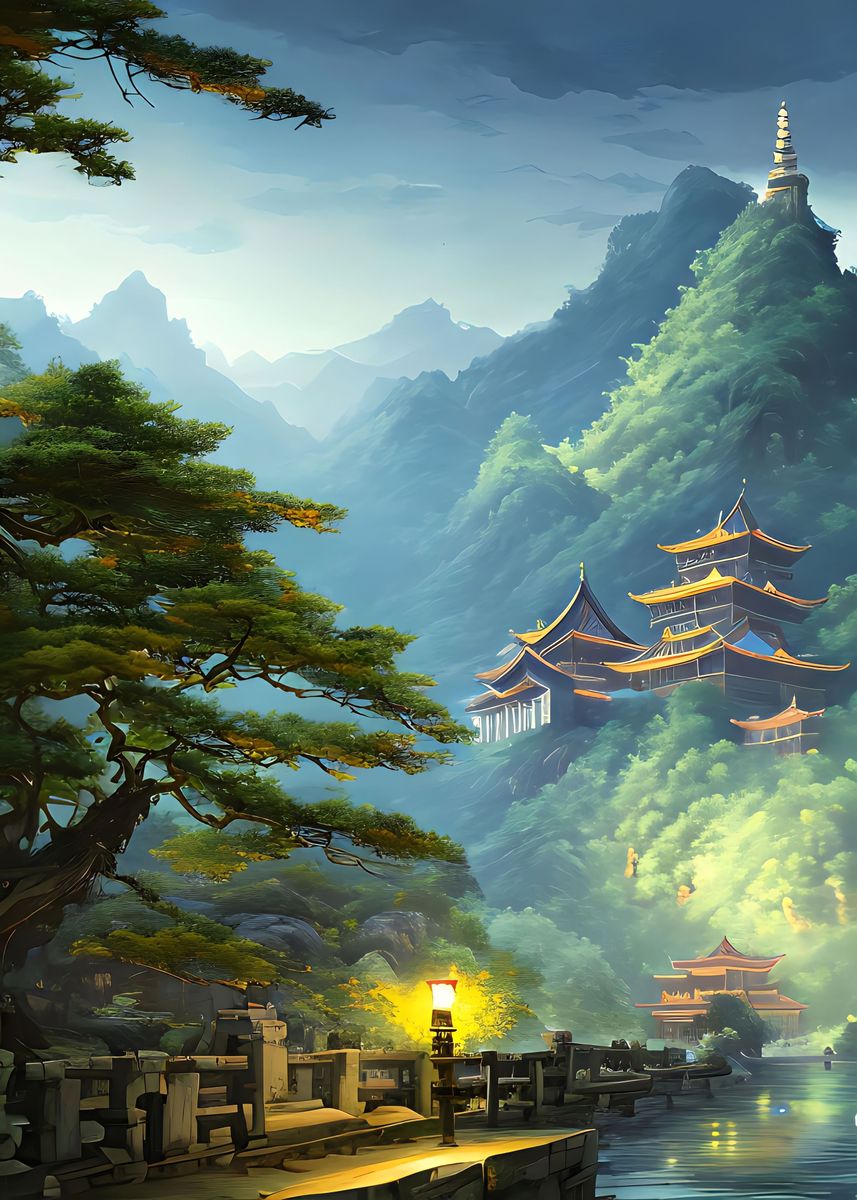 'Peaceful Asian Palace' Poster, picture, metal print, paint by Alex ...