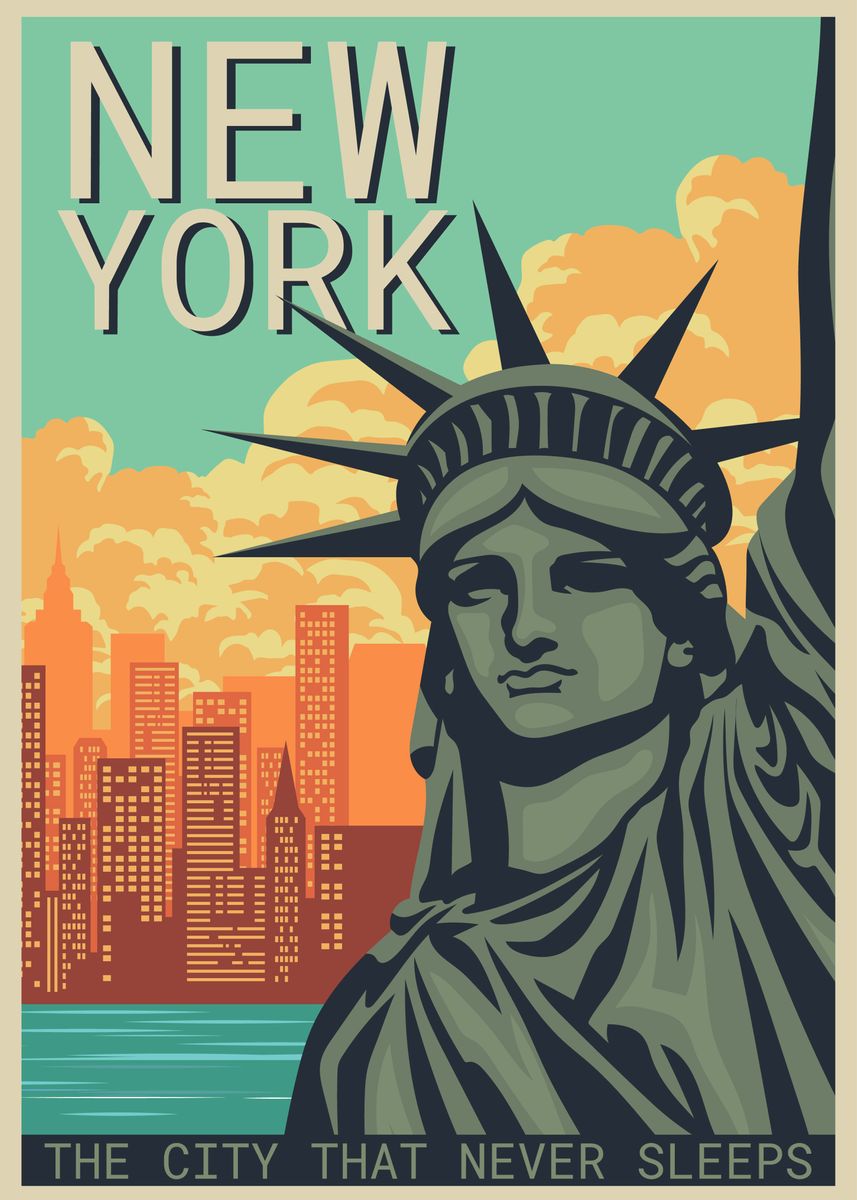 'Vintage New York' Poster, picture, metal print, paint by Finn Vidtak ...