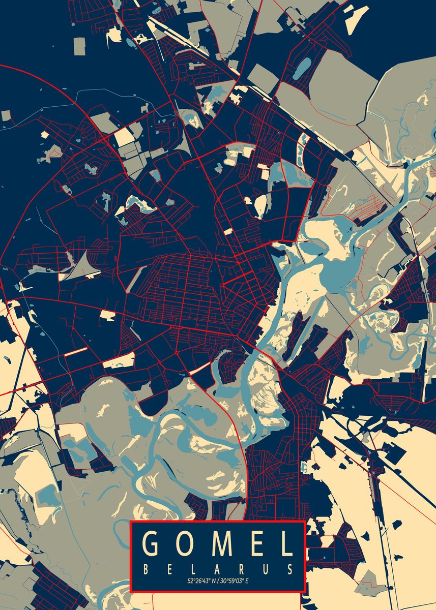 'Gomel City Map Hope' Poster, picture, metal print, paint by deMAP ...