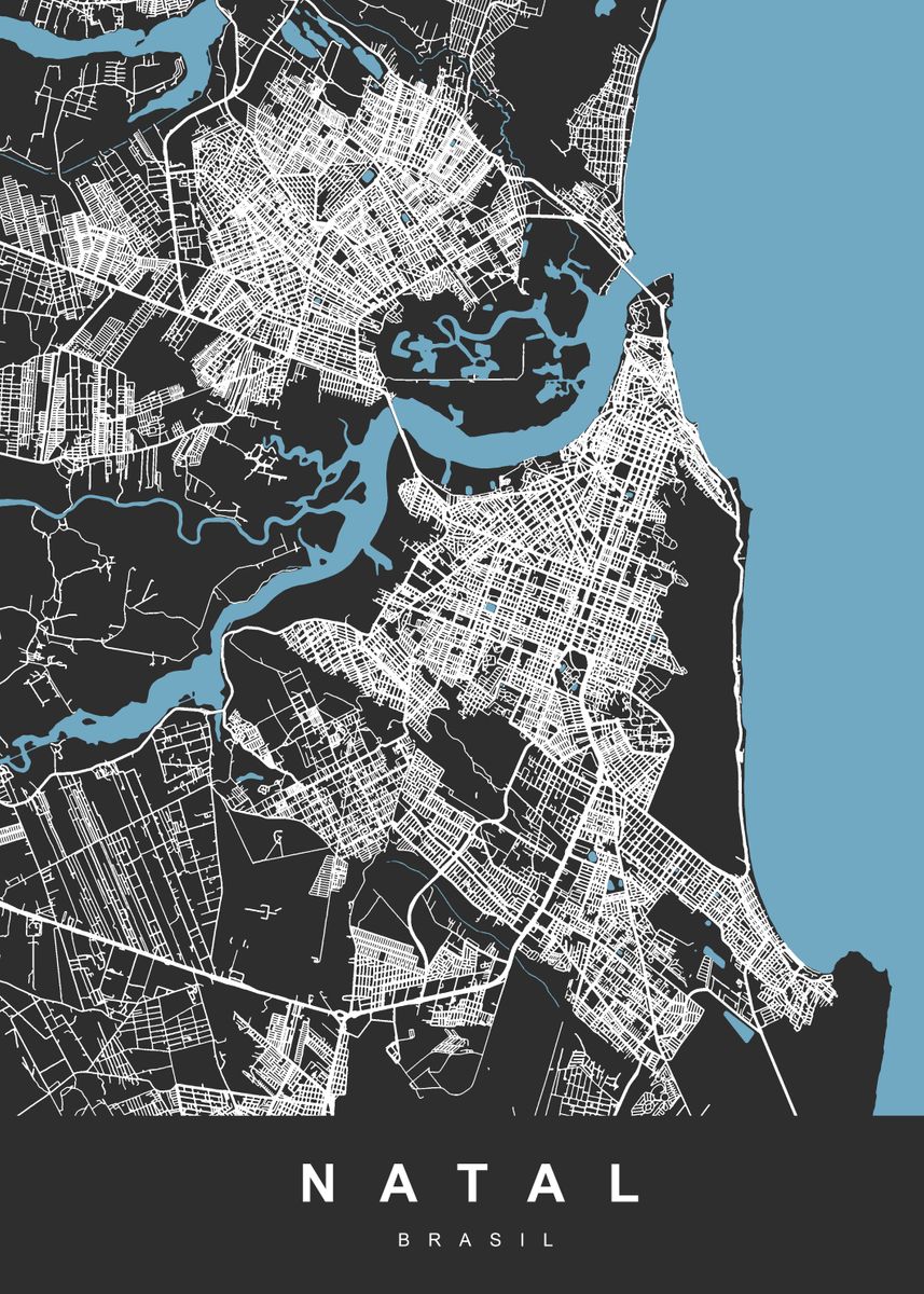 'Map NATAL BRASIL' Poster, picture, metal print, paint by UrbanMaps ...