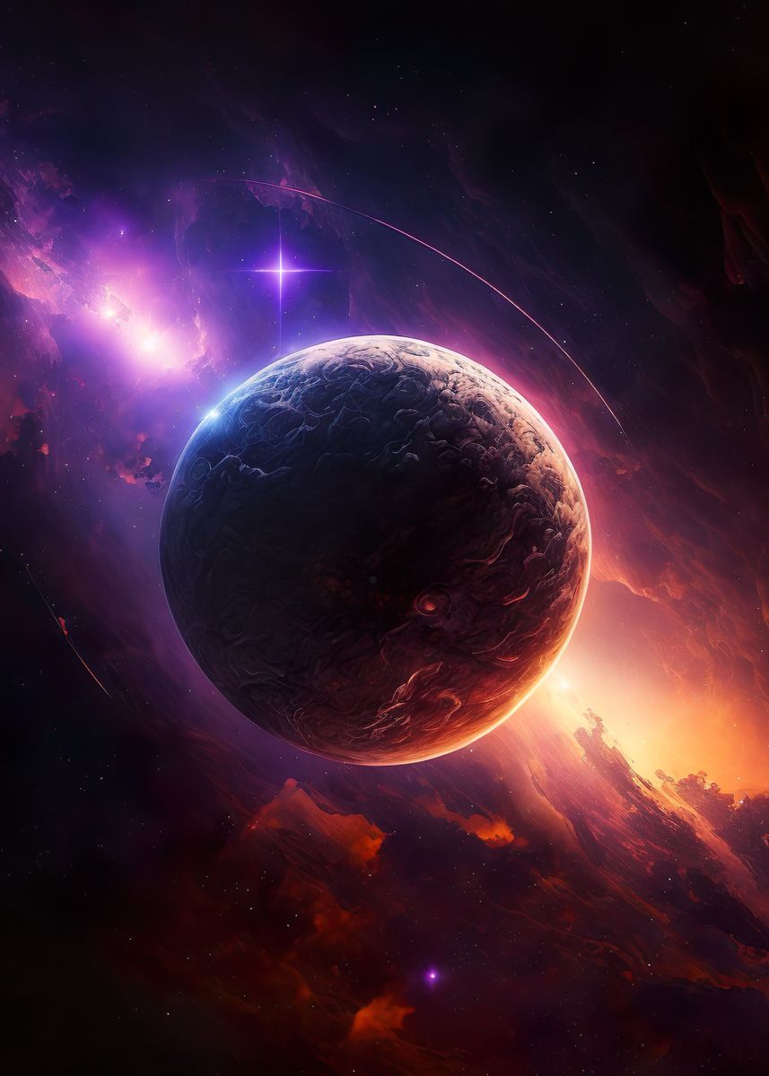 'Planet in the space' Poster, picture, metal print, paint by Sebastian ...