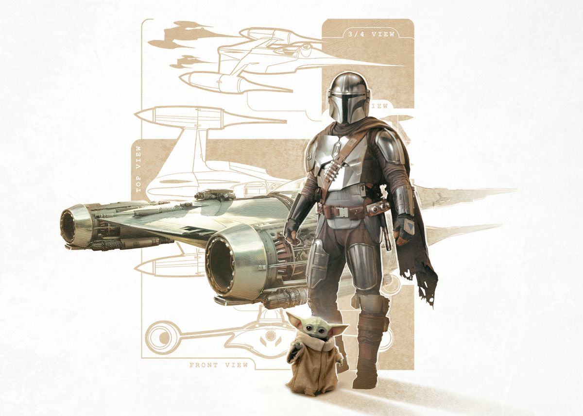 'Mando & Grogu horizontal' Poster by Star Wars | Displate