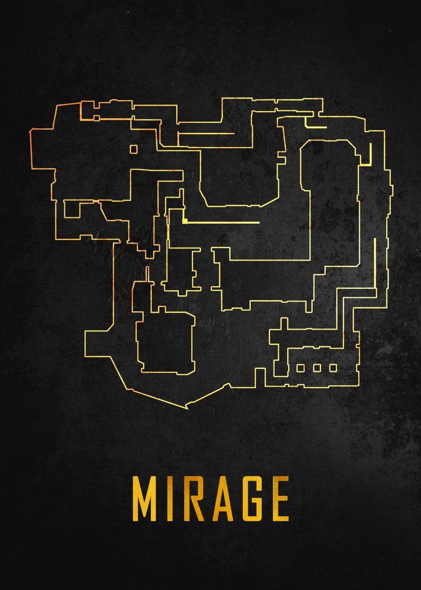 'Mirage Map Black And Gold' Poster, picture, metal print, paint by ...