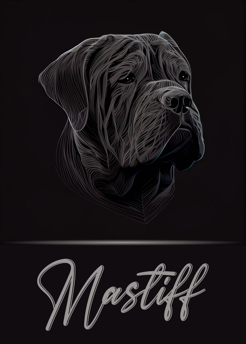 'Mastiff Portrait' Poster, picture, metal print, paint by Artistic Paradigms | Displate