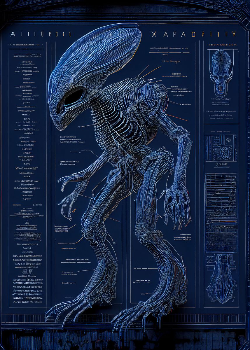 'An alien blueprint' Poster, picture, metal print, paint by Bofferding ...