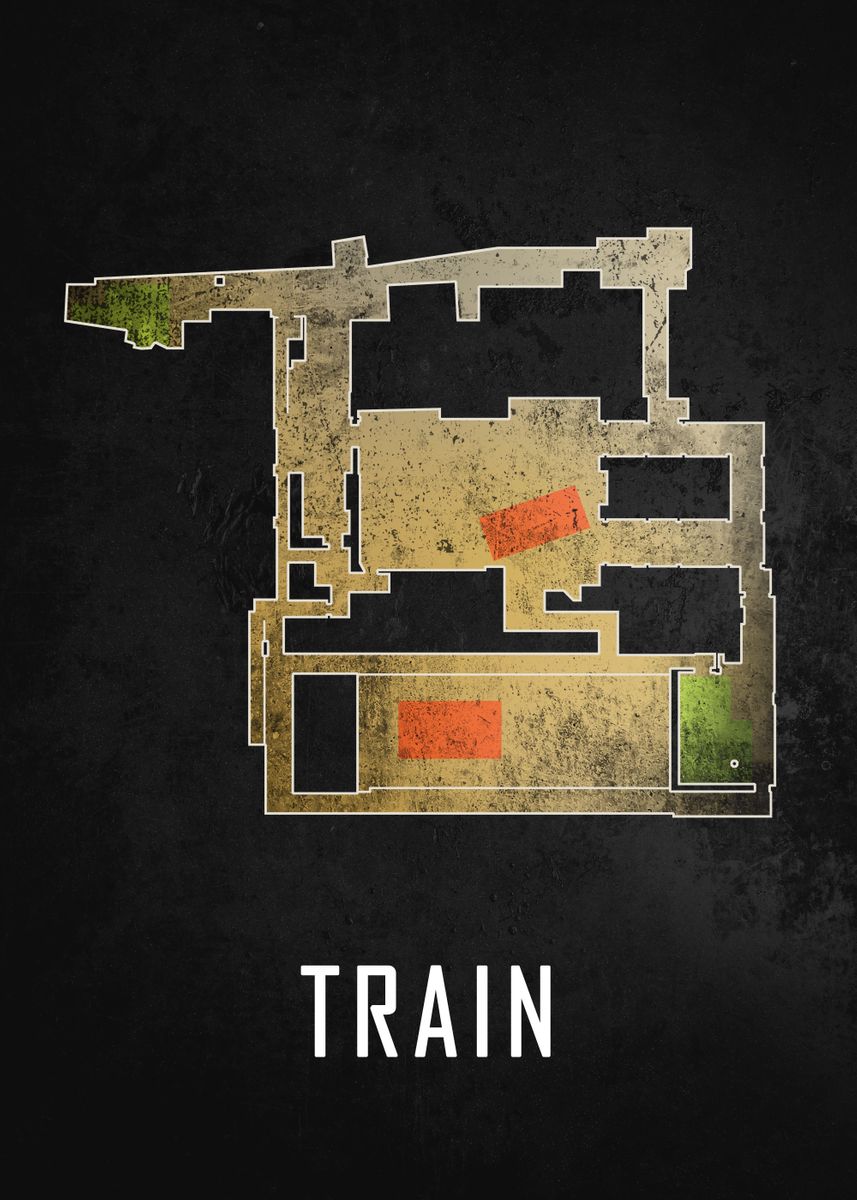 'Train Map Black' Poster, picture, metal print, paint by Counter-Strike ...