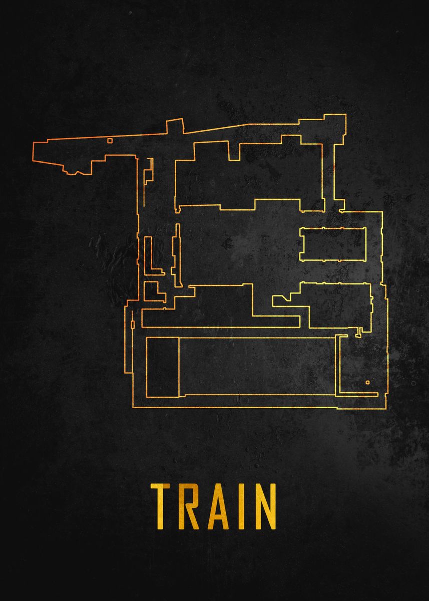 'Train Map Black And Gold' Poster, picture, metal print, paint by ...
