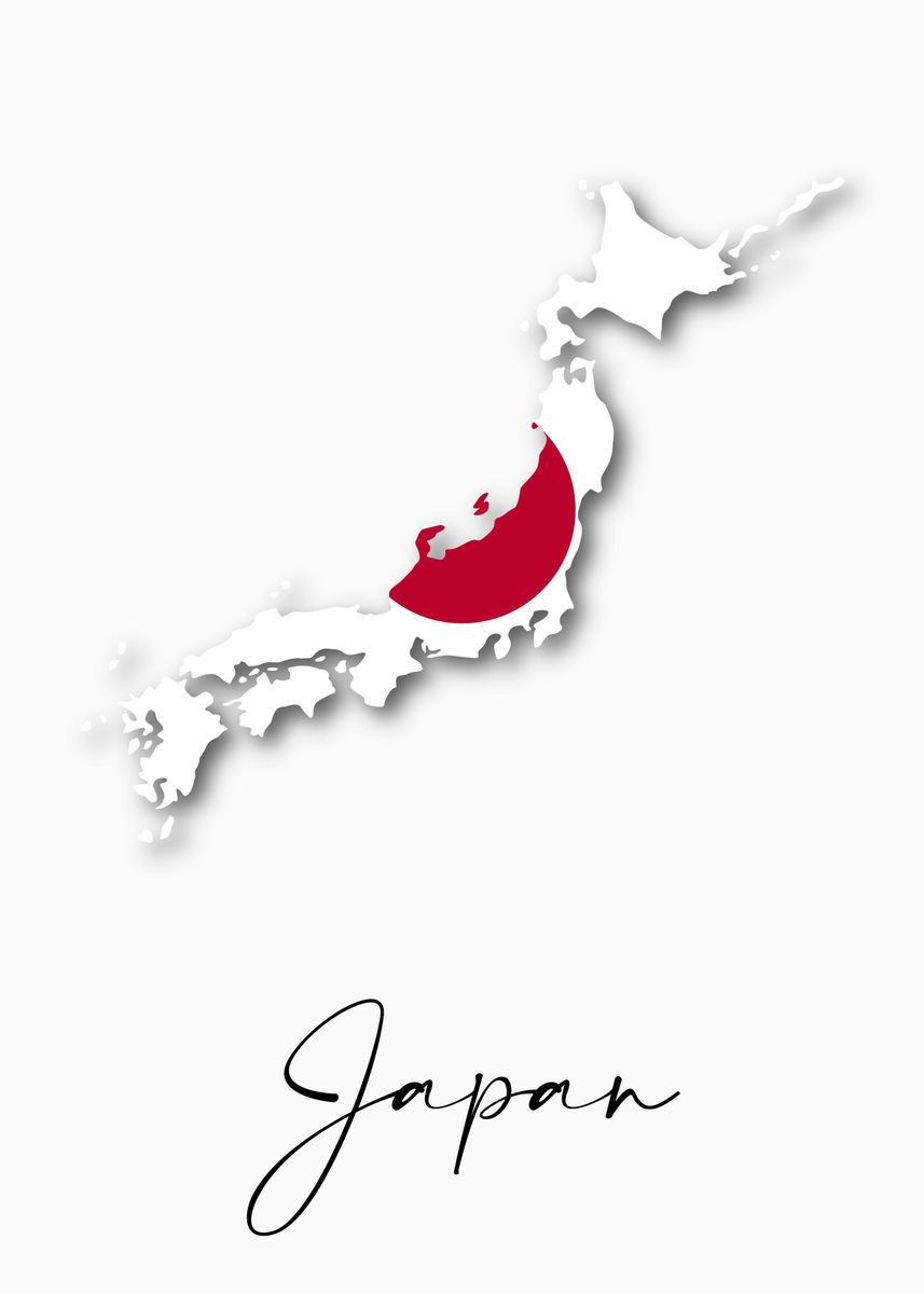 'Japan Country Map Flag' Poster, picture, metal print, paint by ...