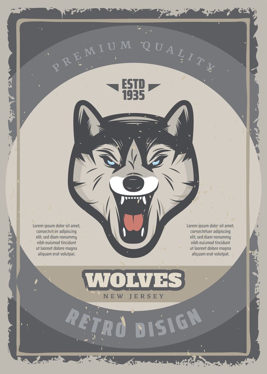 'Retro Wolves' Poster, picture, metal print, paint by 3am | Displate