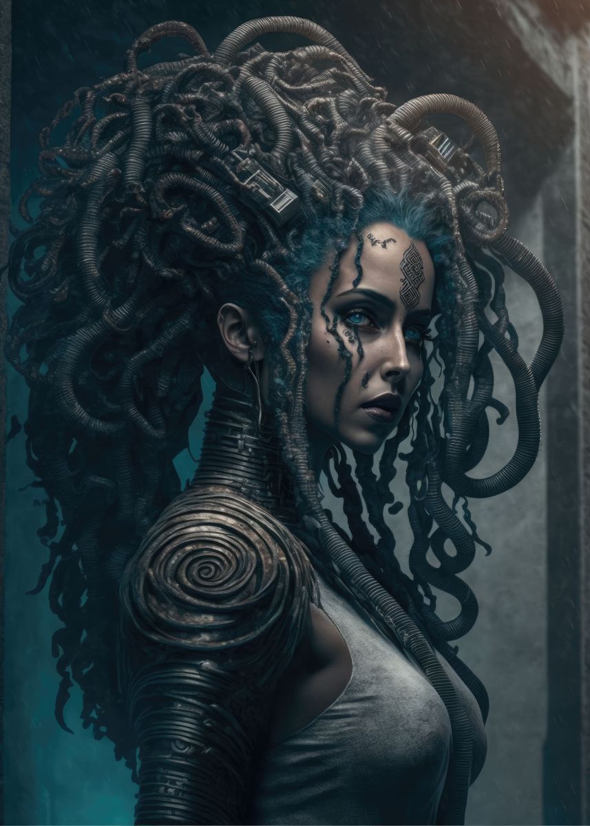 'Cyberpunk Medusa' Poster, picture, metal print, paint by Sunrise Game ...