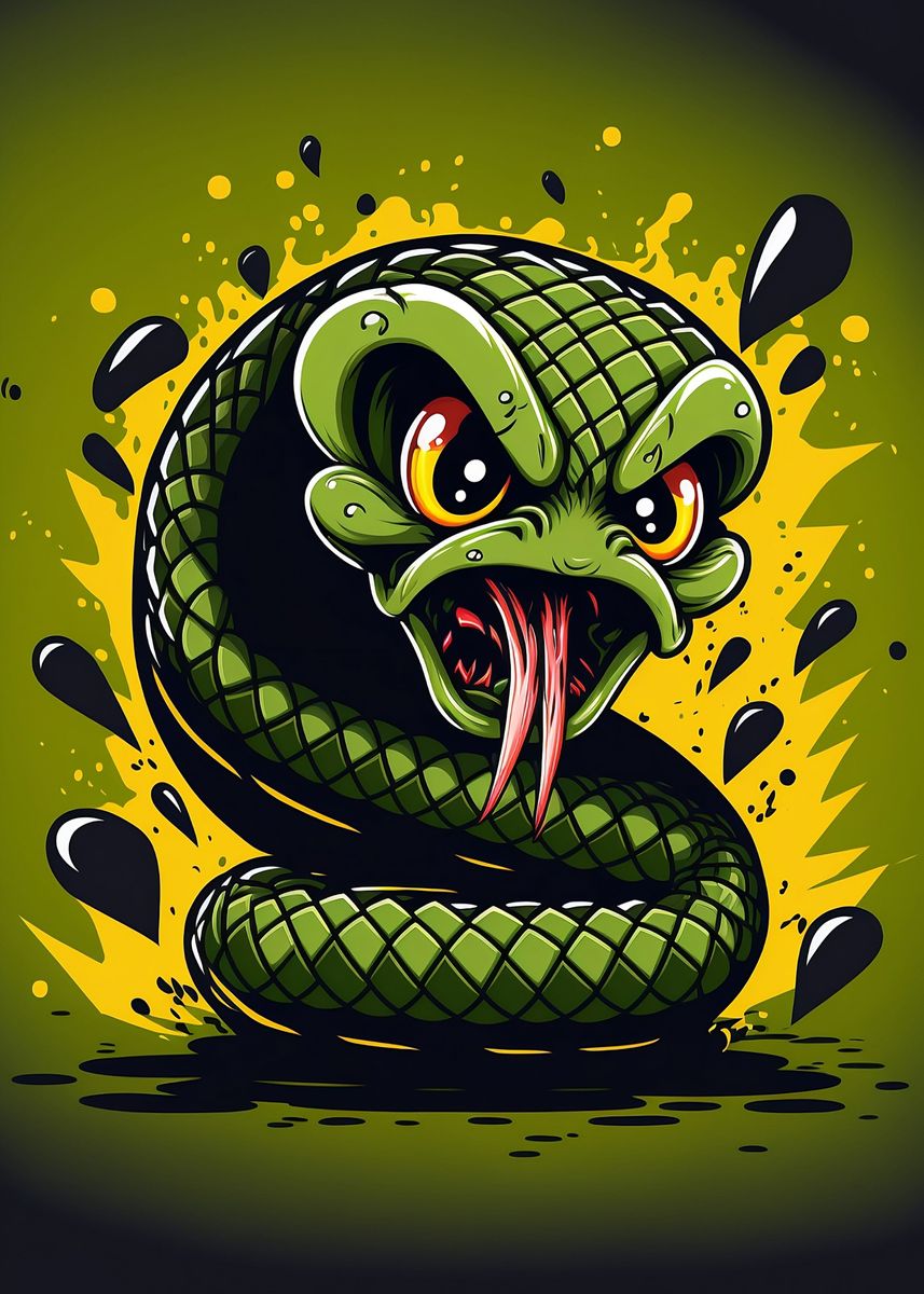 'Sly Serpent The Coolest ' Poster, picture, metal print, paint by Funny ...