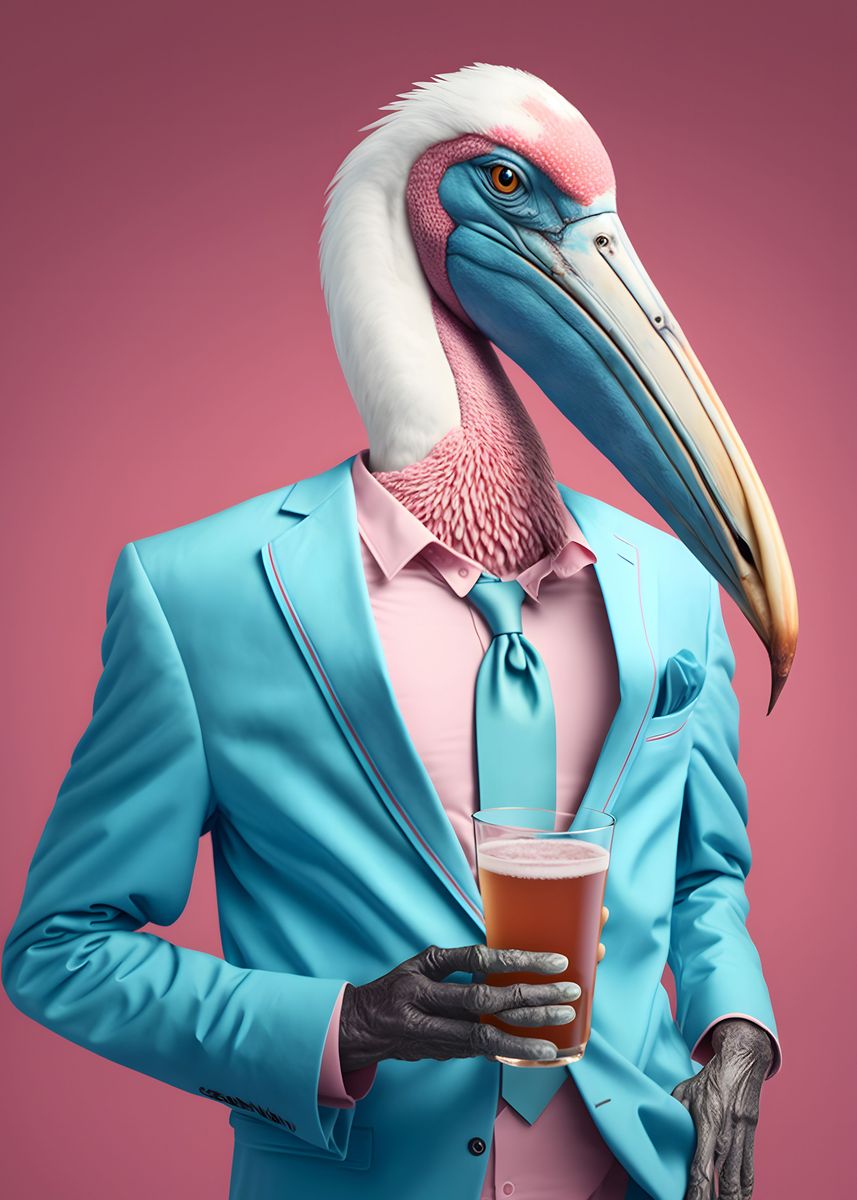 'Stylish Pelican' Poster, picture, metal print, paint by David ...