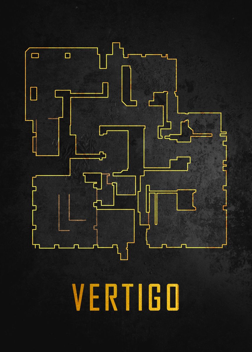 'Vertigo Map Black And Gold' Poster, picture, metal print, paint by ...