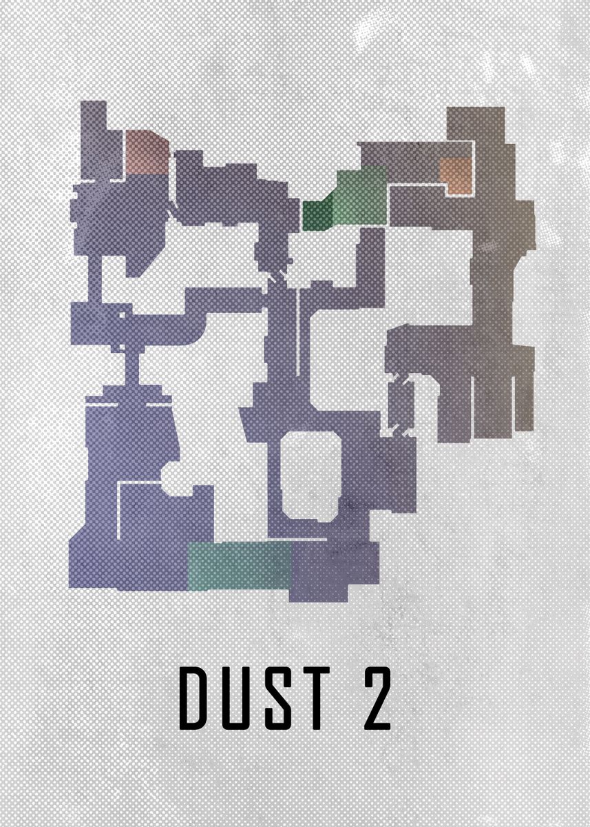 'Dust2 Map White' Poster, picture, metal print, paint by Counter-Strike ...