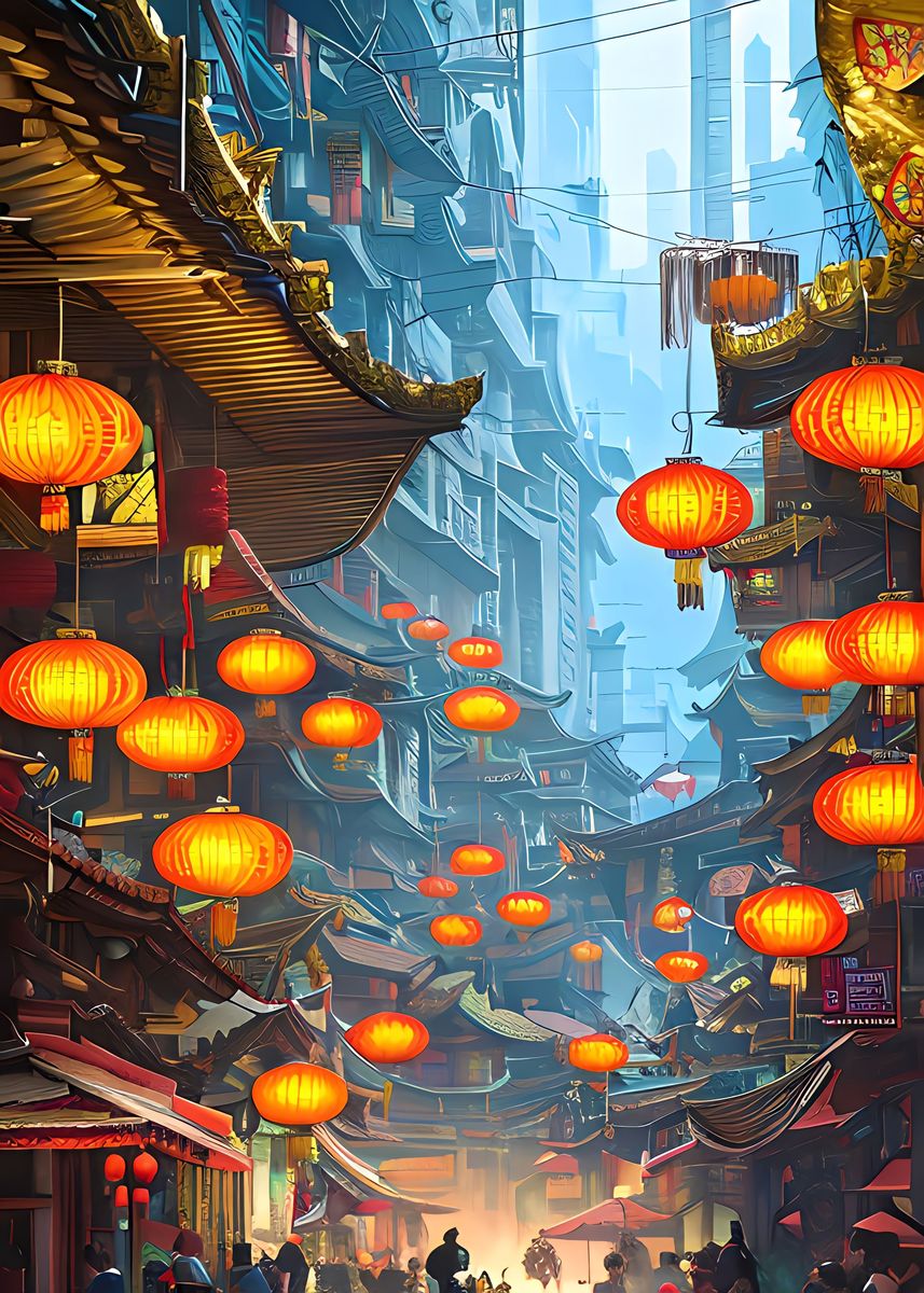 'China Traditional Lantern' Poster, picture, metal print, paint by Alex ...