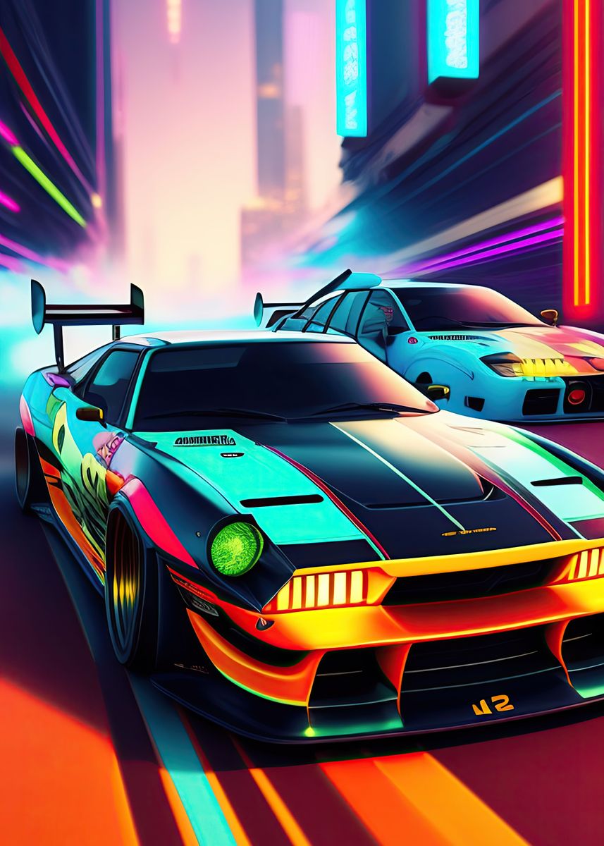 'Muscle Car Retro Racing' Poster by ZHAISHOKU MAKAMURA | Displate