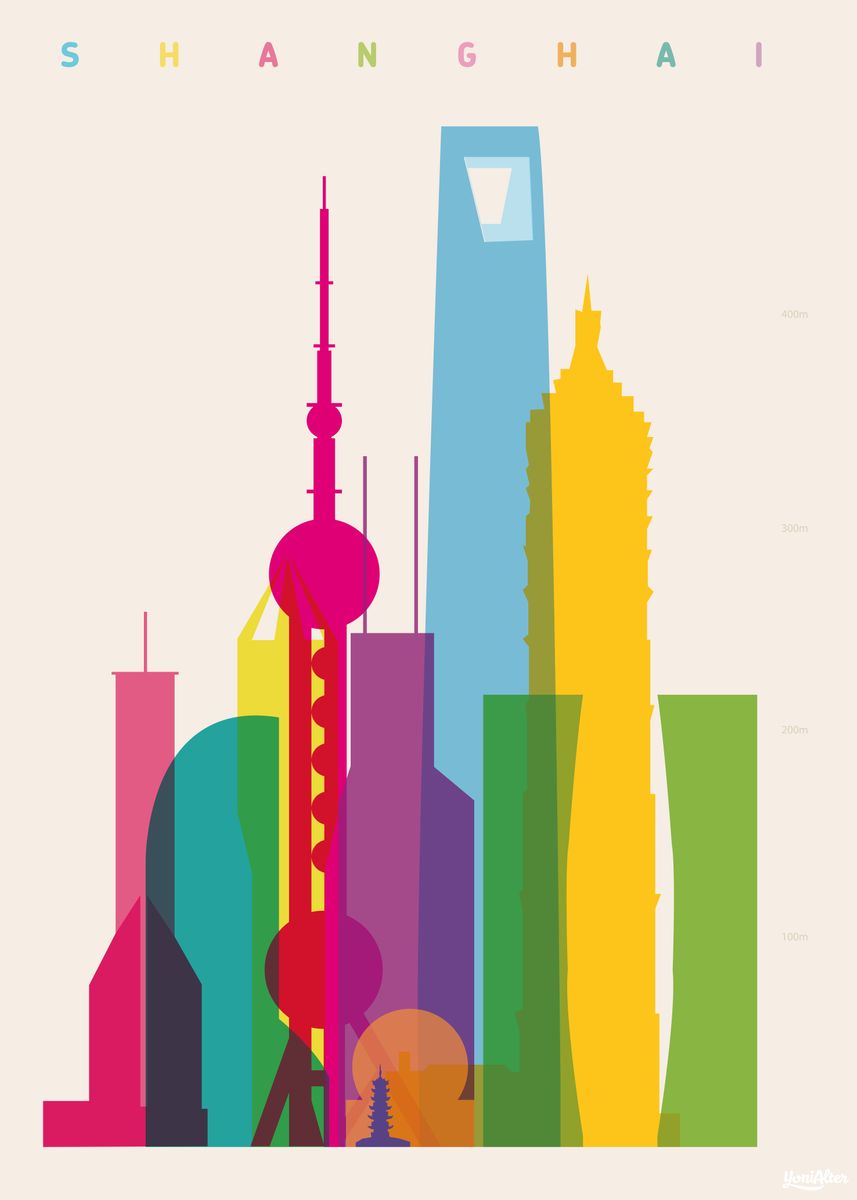 'Shapes of Shanghai' Poster, picture, metal print, paint by Yoni Alter ...