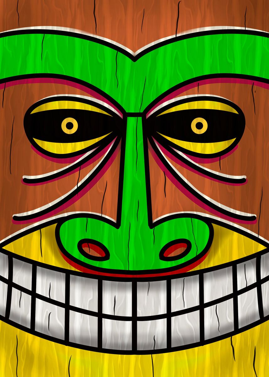 'TIKI MASK' Poster, picture, metal print, paint by IDNWORK | Displate