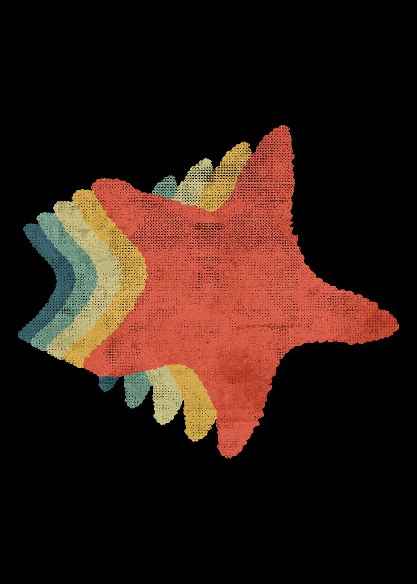 'Starfish Retro Vintage' Poster, picture, metal print, paint by El ...