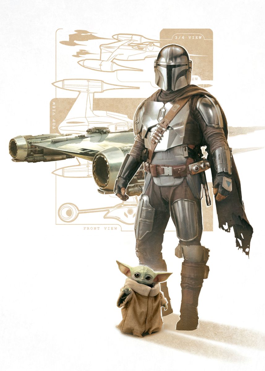 'Mando & Grogu vertical' Poster, picture, metal print, paint by Star ...