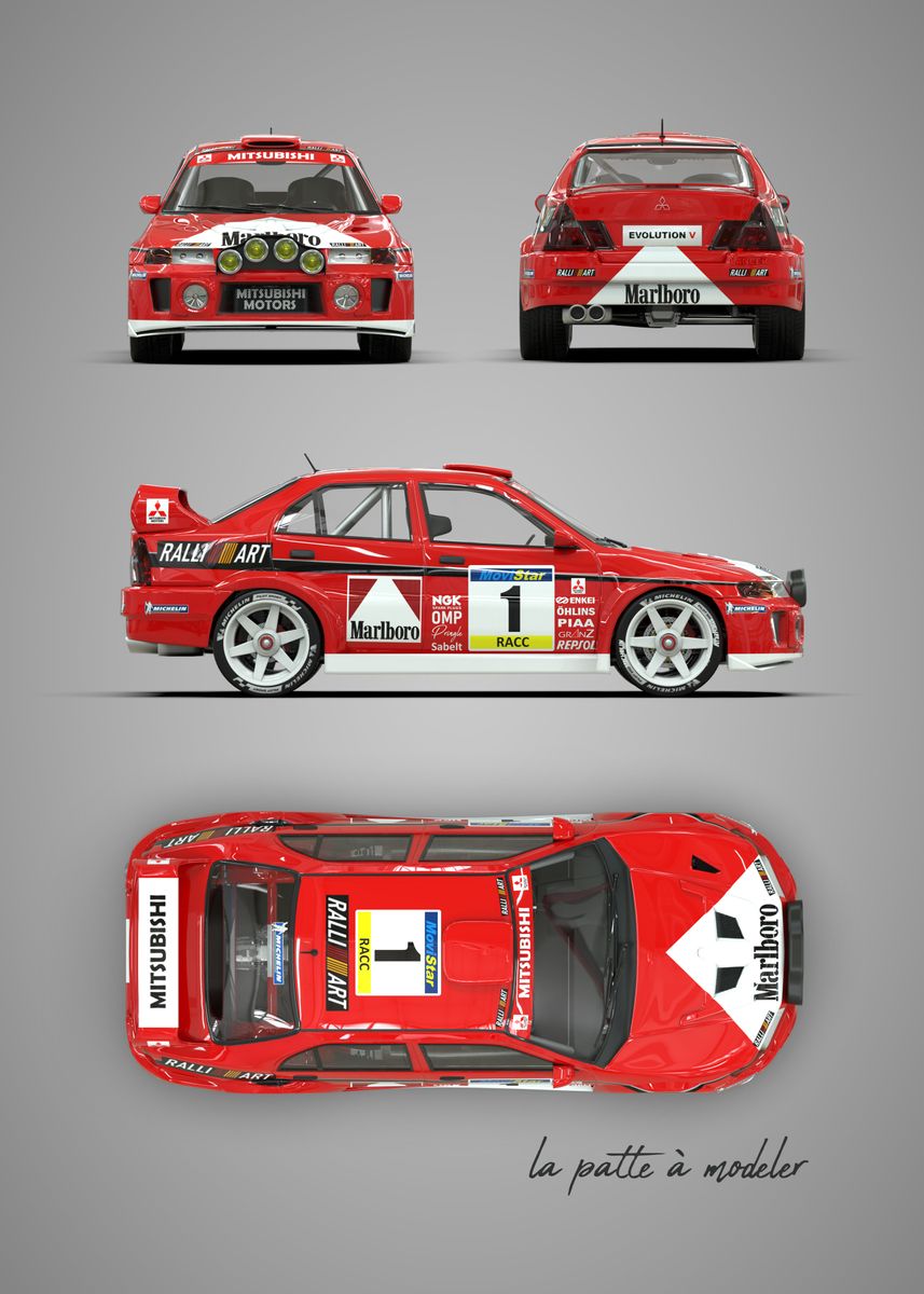 'Mitsubishi Lancer Evo V' Poster, picture, metal print, paint by ...