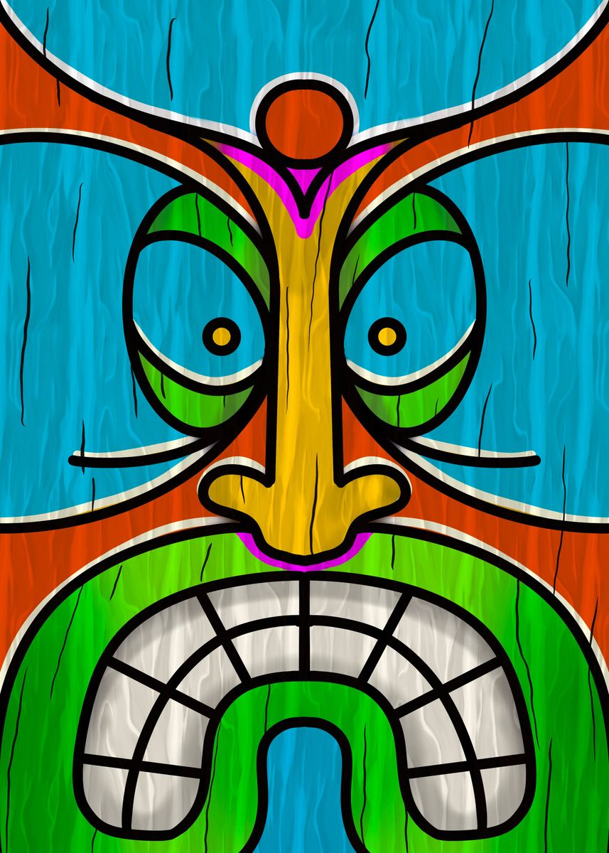 'Tiki Mask ' Poster, picture, metal print, paint by IDNWORK | Displate