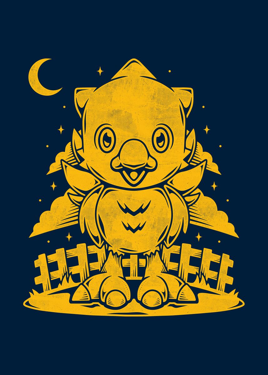 'Chocobo Farm at Night' Poster, picture, metal print, paint by ...